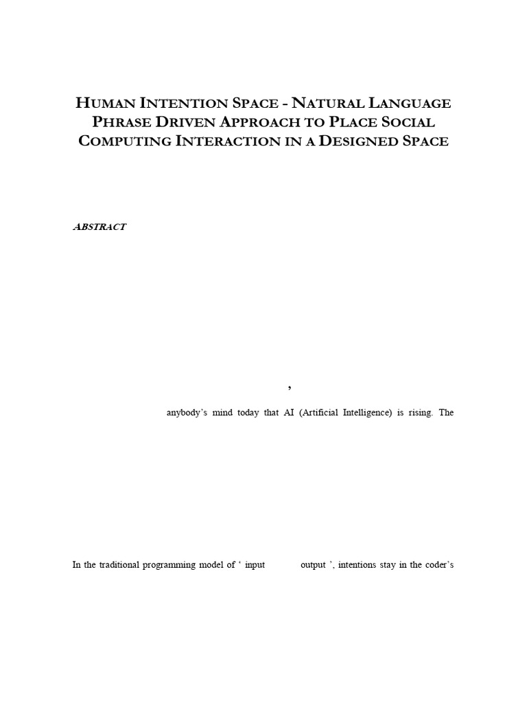Human Intention Space - Natural Language Phrase Driven Approach To Place Social Computing ...