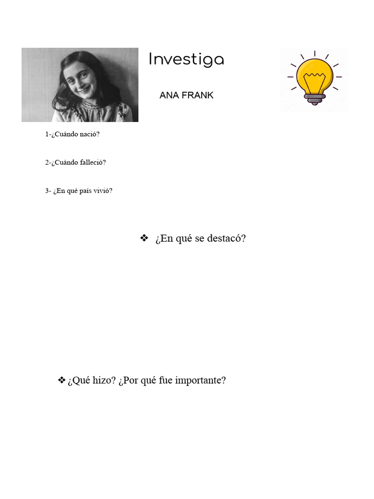 Ficha Ana Frank | PDF