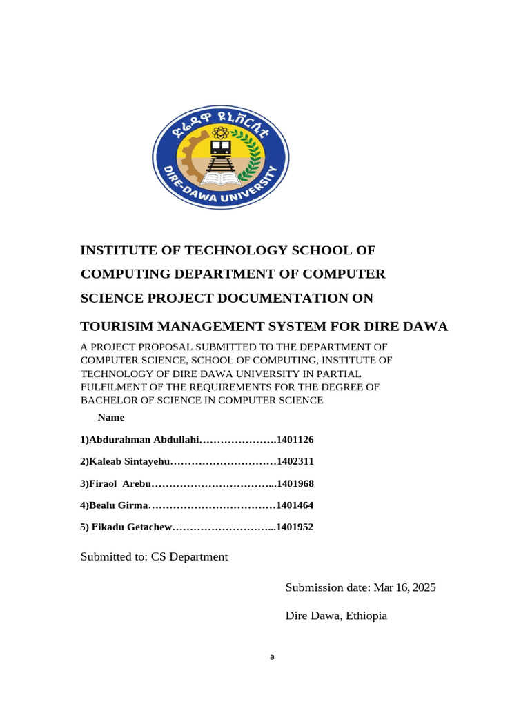Tourism Management System Proposal | PDF | Databases | Tourism