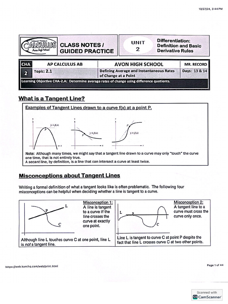 AP Calc BC Exam Notes (Unit 2) | PDF