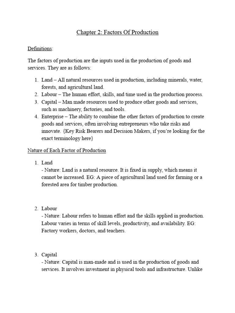 Chapter 2-Factors of Production | PDF | Capital (Economics) | Factors ...