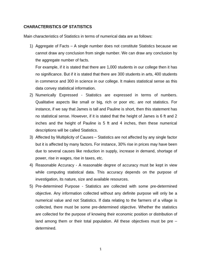 Characteristics of Statistics1 | PDF | Statistics | Data