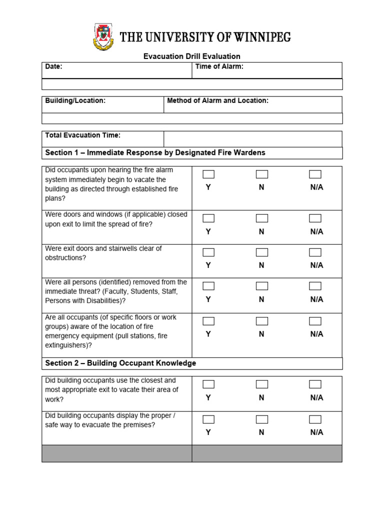 Evacuation Drill Evaluation Form | PDF | Emergency Evacuation | Public ...