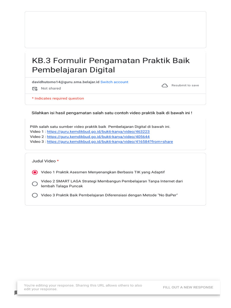KB.3 Formulir Pengamatan Praktik Baik Pembelajaran Digital | PDF