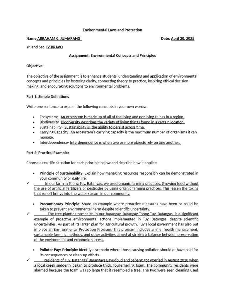 JUMARANG, ABRAHAM C.-Chapter 1 Assignment | PDF | Sustainability | Agriculture
