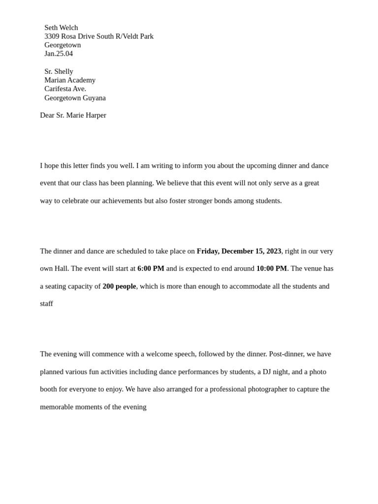 Letter To The Principal 1 | PDF