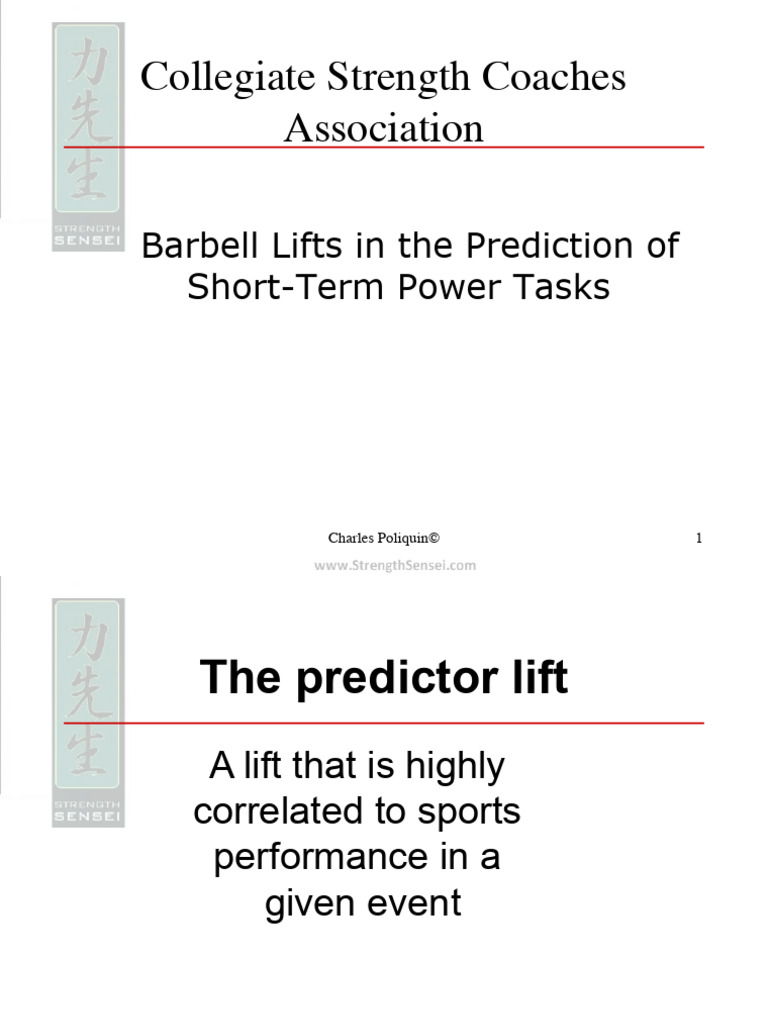 Charles Poliquin - Barbell Lifts in The Prediction of Short-Term Power ...