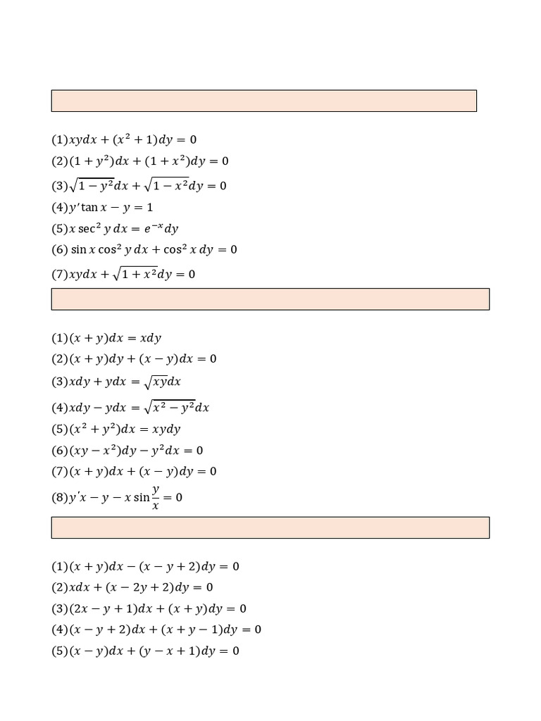 07 Ordinary Differential Equations Sheet | PDF | Equations ...