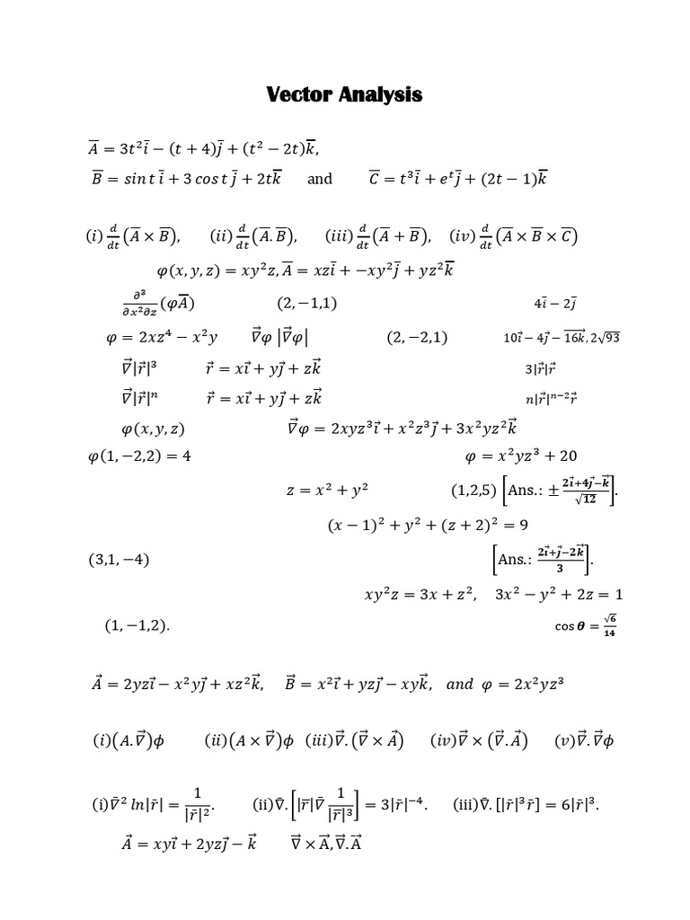 09 Vector Analysis Exercises | PDF | Geometry | Mathematical Analysis