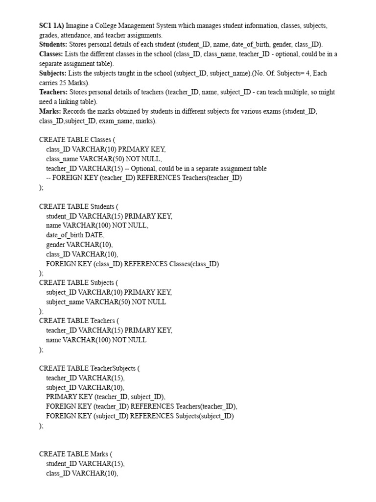 DBMS Practical - College Management System, Fitness Tracking System, Restaurant System Query ...