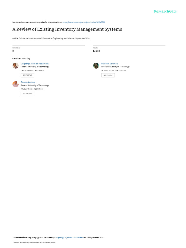 Review of Inventory Management Systems | PDF | Internet Of Things ...