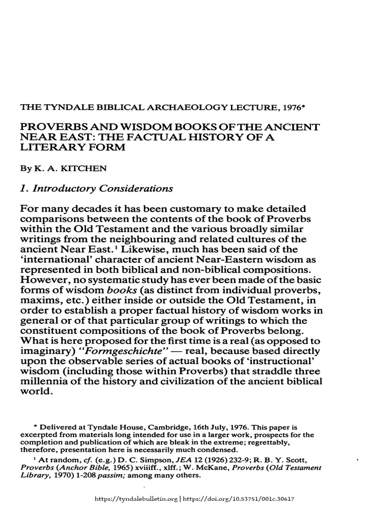 Proverbs and Wisdom Books of The Ancient Near East The Factual History ...