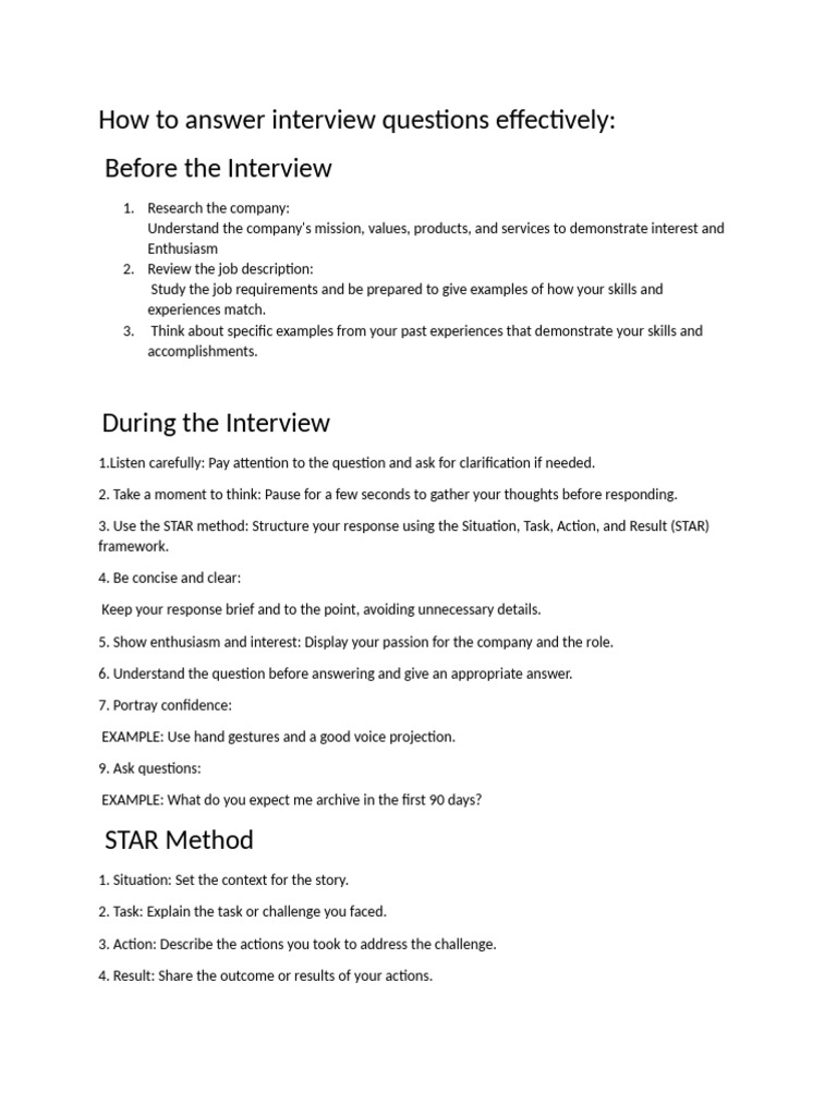 How To Answer Interview Questions Effectively | PDF | Nonverbal ...