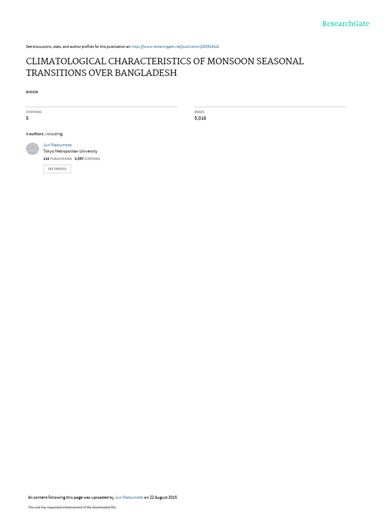 Climatological Characteristics of Monsoon Seasonal | PDF | Monsoon | Rain