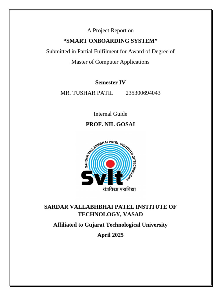 Smart Onboarding System Project Report | PDF