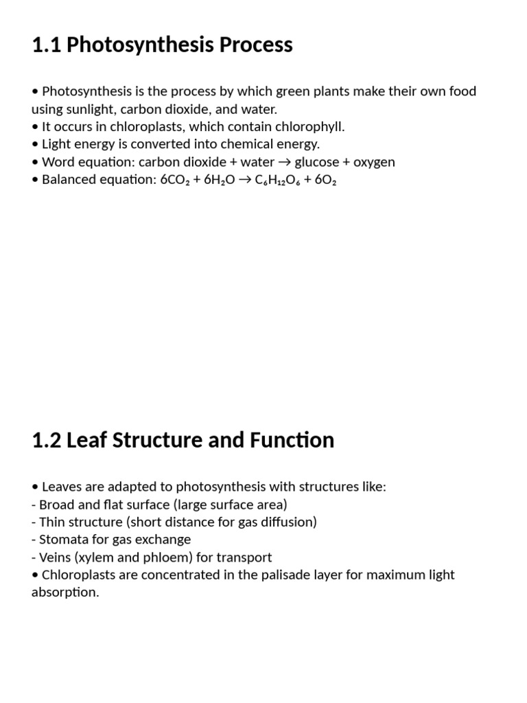 Unit 1 Photosynthesis and Carbon Cycle | PDF
