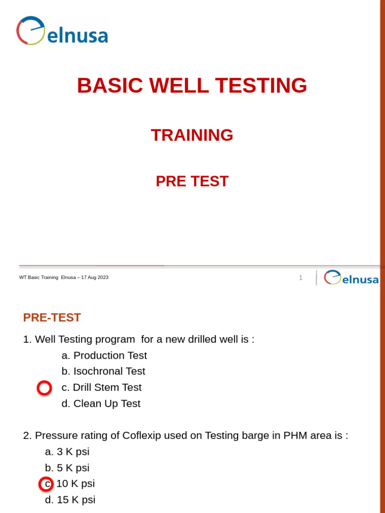 Basic WT Training - Pre Test - Answer | PDF