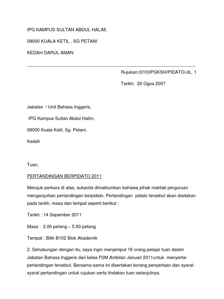 Surat Jemputan Peserta | PDF