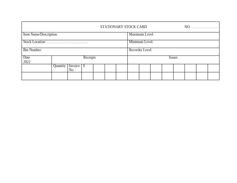 Kardex Inventory Stock Card Template | PDF