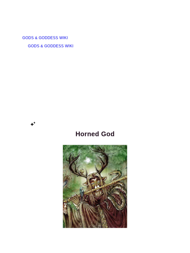 Gods & Goddess Wiki - Horned God | PDF