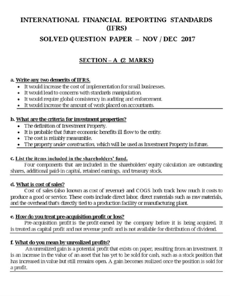 IFRS Previous Years 2017, 2018,2019 Solved Question Papers | PDF