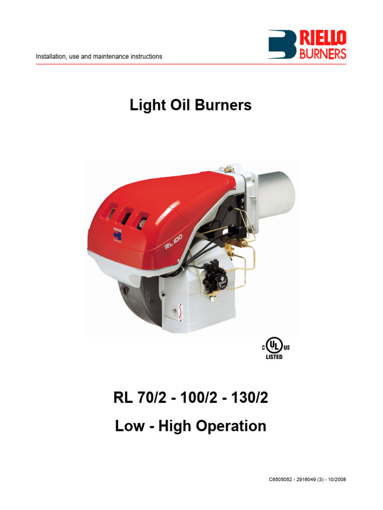 RIELLO RL 30-100-130 Burners | PDF | Pump | Valve