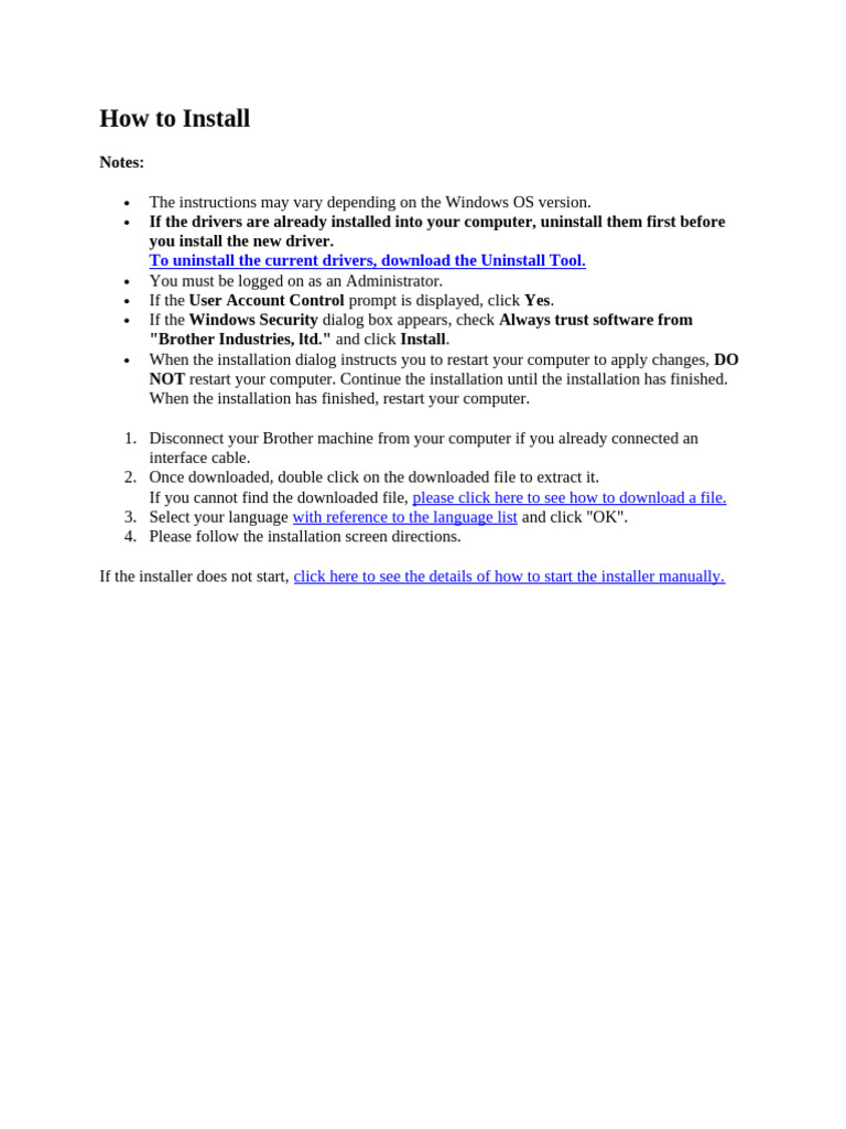 Brother 7240 Driver Installation Guide | PDF