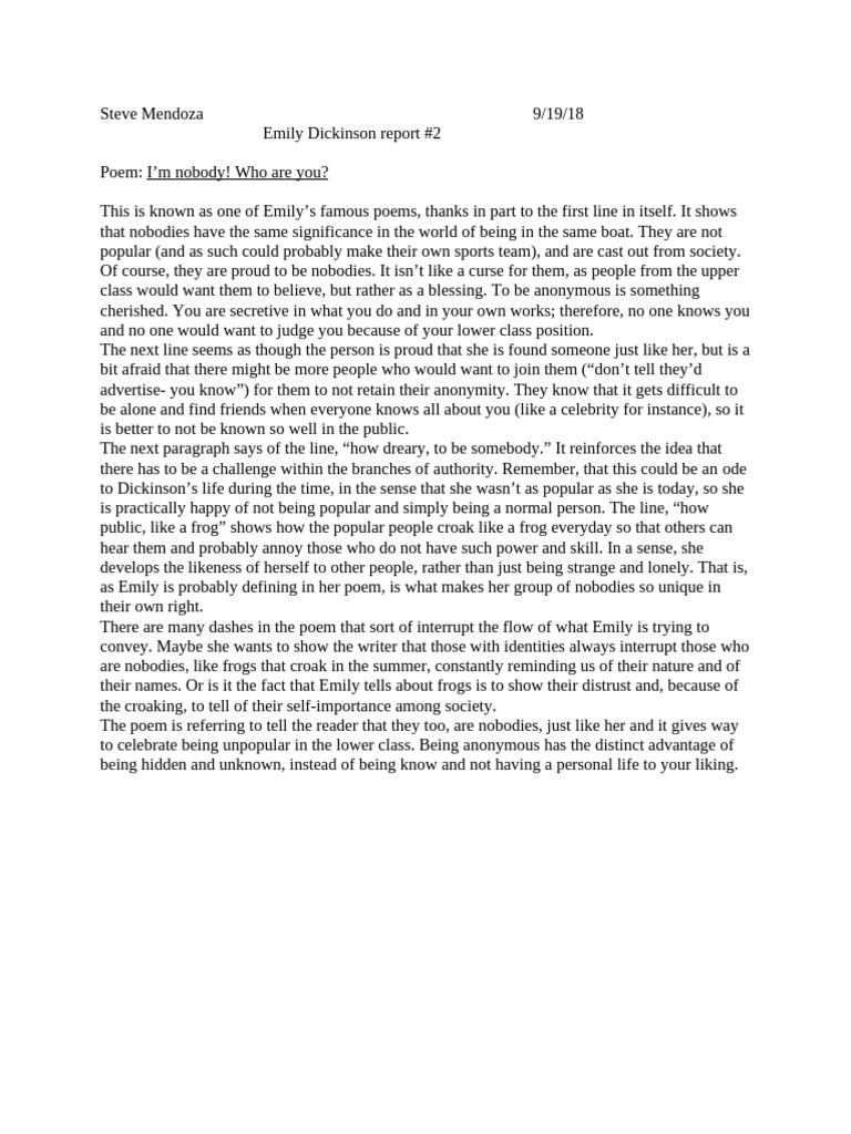 Emily Dickinson Report #2 | PDF