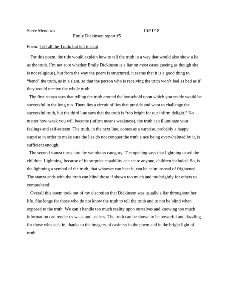Emily Dickinson Report #5 | PDF