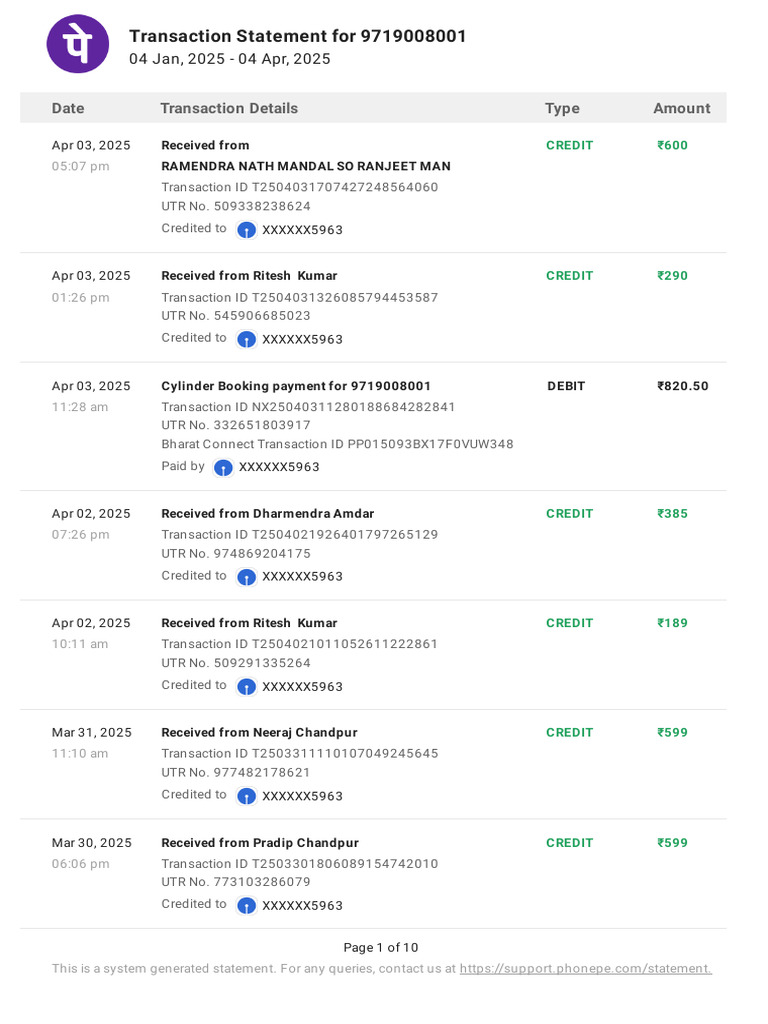 PhonePe Statement Jan2025 Apr2025 | PDF | Payments