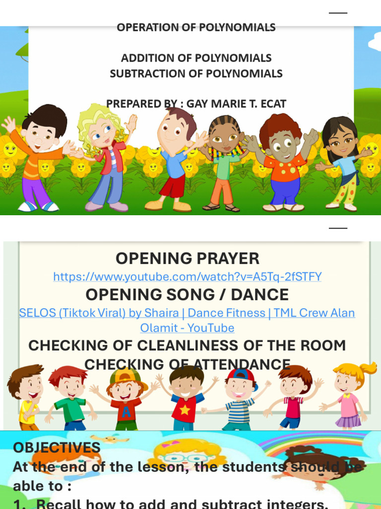 Addition and Subtraction of Polynomials | PDF | Subtraction | Arithmetic