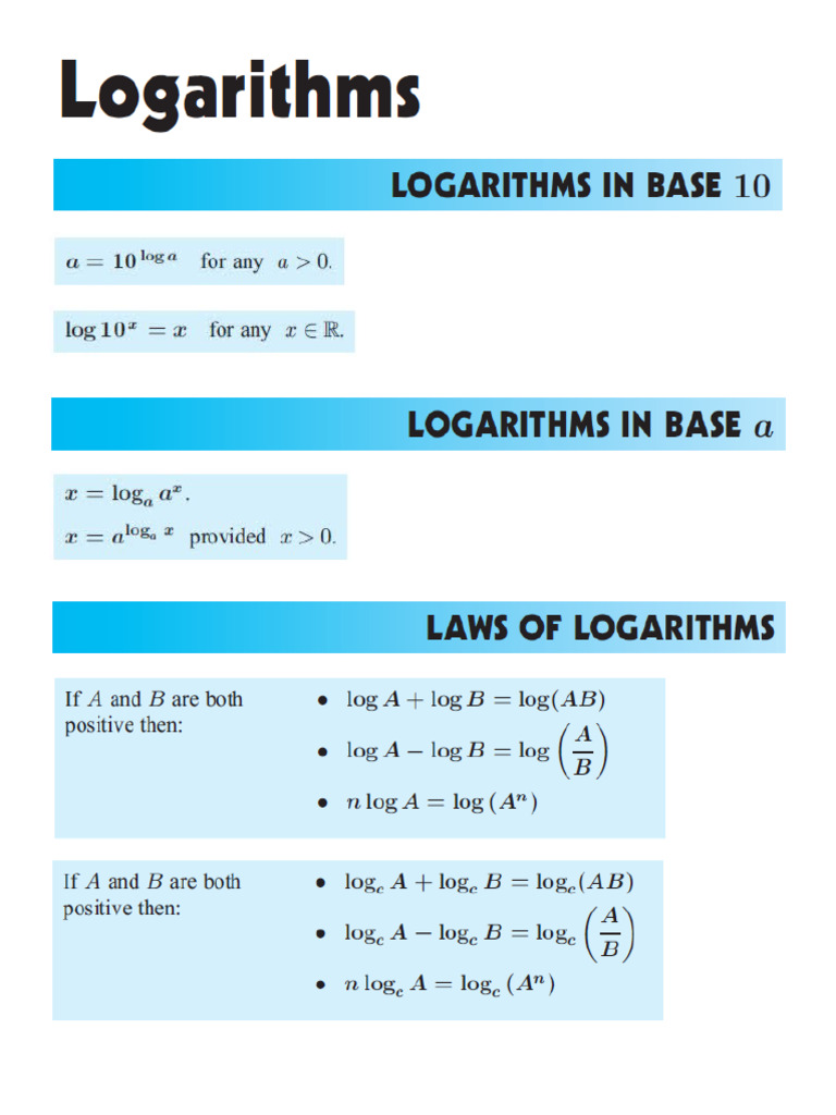 Chapter 4 Notes Logarithms Pdf