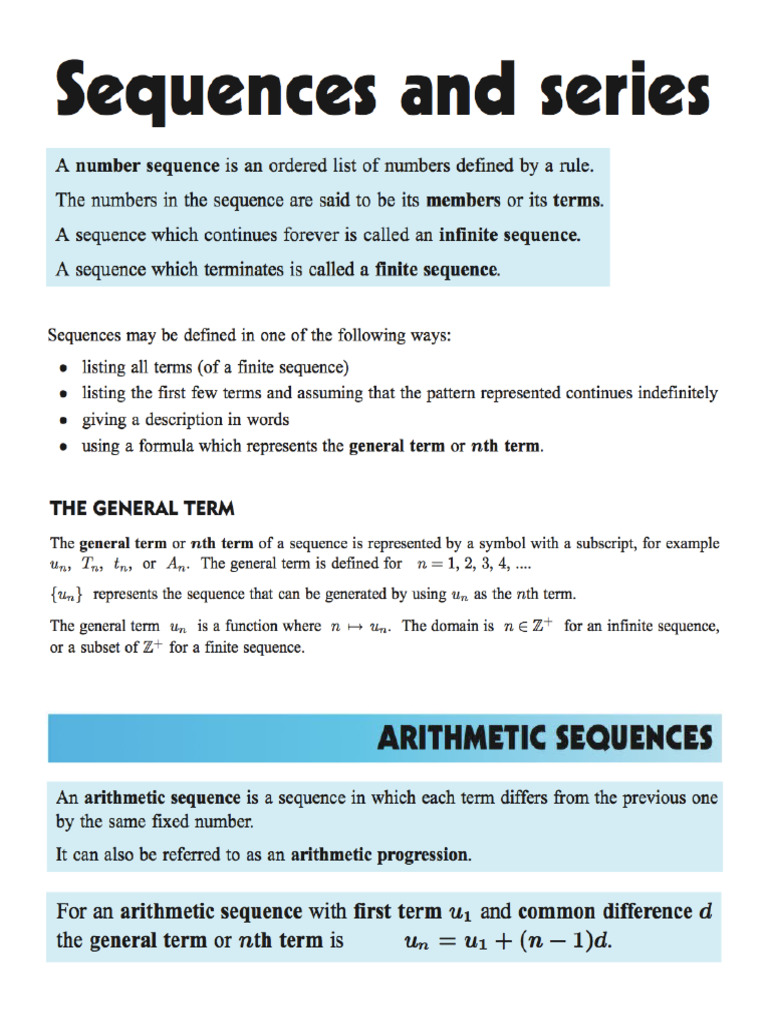 Chapter 6 Notes Sequence and Series | PDF