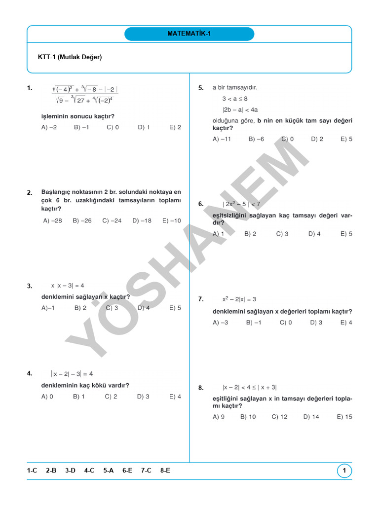 KTT-1 (Mutlak Değer) | PDF