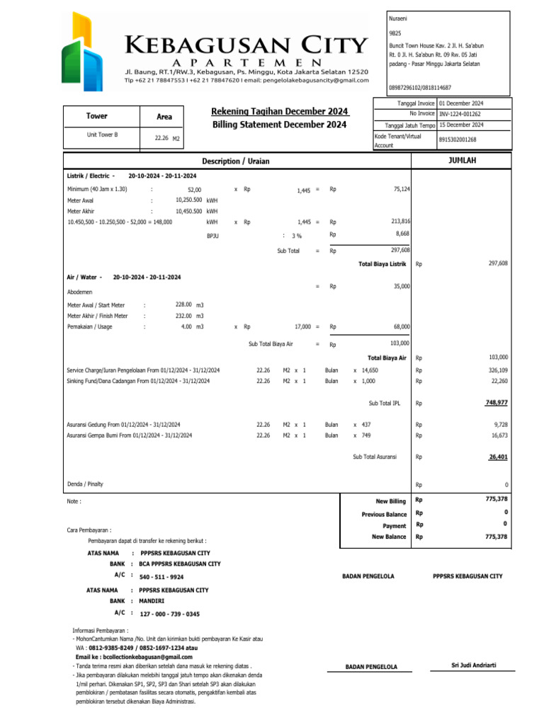 Contoh Tagihan | PDF