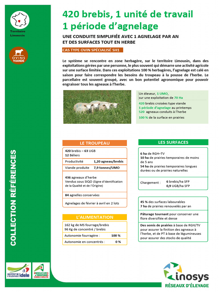 Cas Type Ovin SH1 : Élevage en Limousin | PDF | Prairie | Mouton