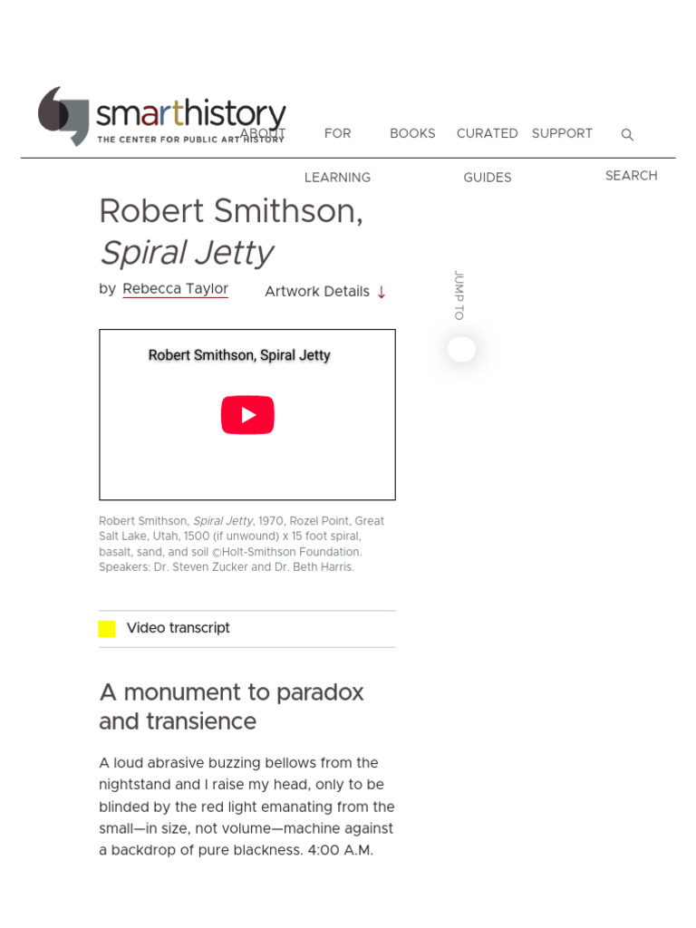 Smarthistory – Robert Smithson, Spiral Jetty | PDF