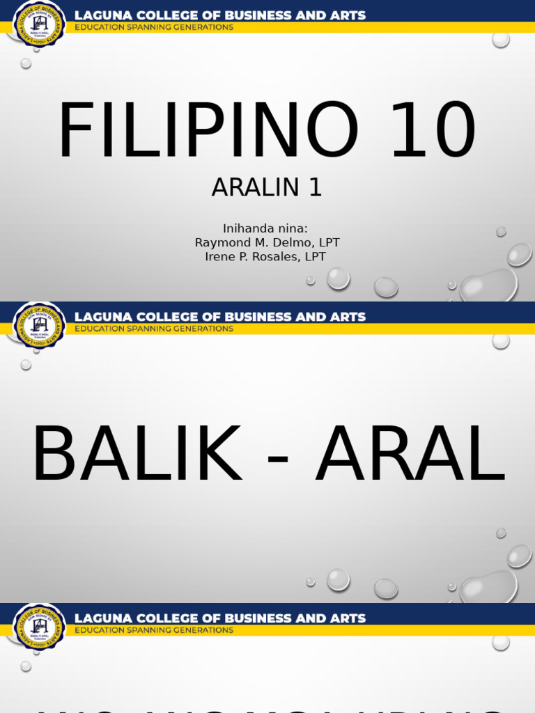 Filipino 10: Aralin 1 | PDF