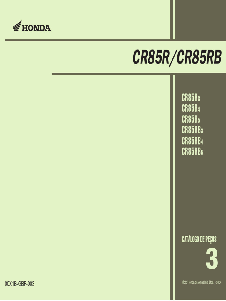 Catálogo de Peças CR85R e CR85RB | PDF | Eixo | Veículos