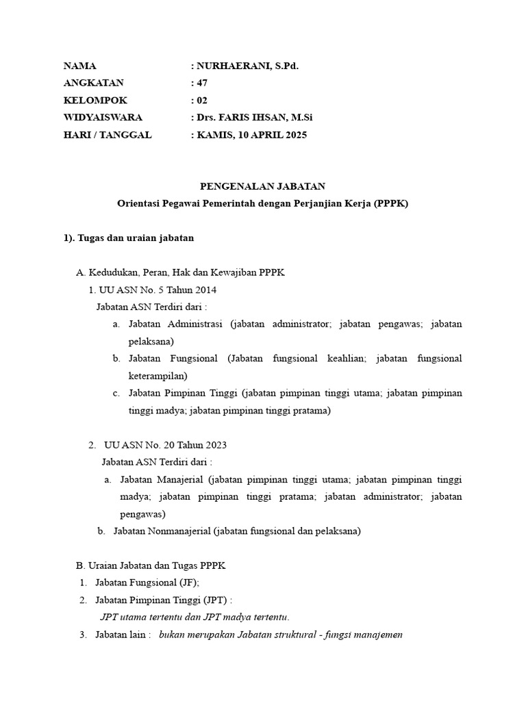 Resume Materi 2 Pengenalan Jabatan | PDF