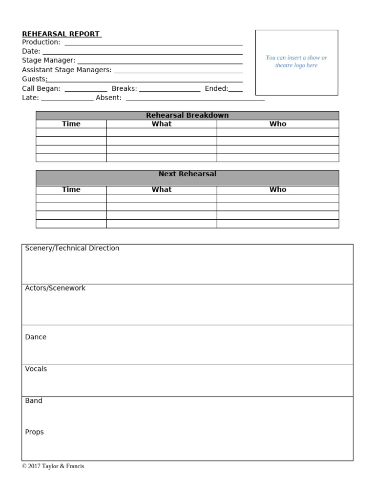 Rehearsal Report Template Copy 7 | PDF