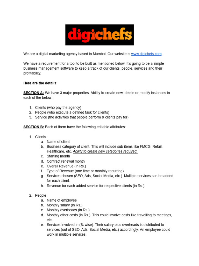 Business Analysis Software For DigiChefs - 24th Aug | PDF | Economies | Business Economics