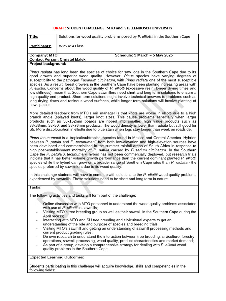 WPS414 - PBL Student Challenge SU Wood - 2025 | PDF | Wood