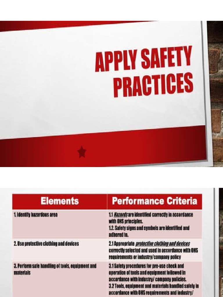 Apply Safety Practices | PDF