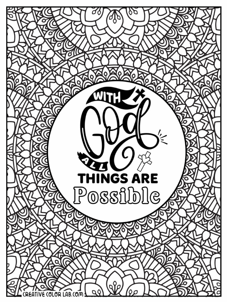 Printable Church Scripture Mandala Coloring Sheet | PDF