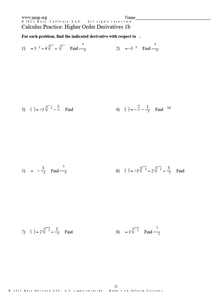 Higher Order Derivatives PR1 B | PDF | Calculus | Mathematical Analysis
