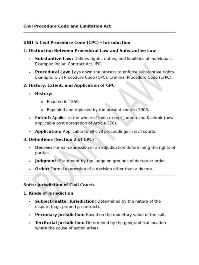 Civil Procedure Code and Limitation Act | PDF | Lawsuit | Discovery (Law)