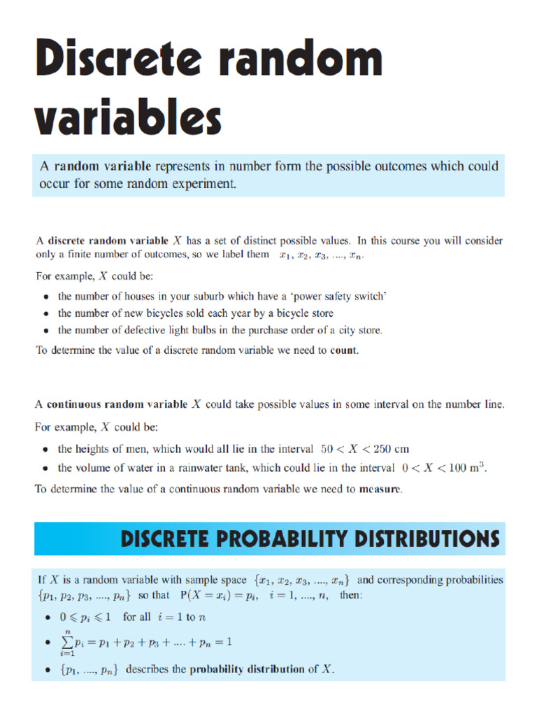 Chapter 23 Notes Discrete Random Variables | PDF