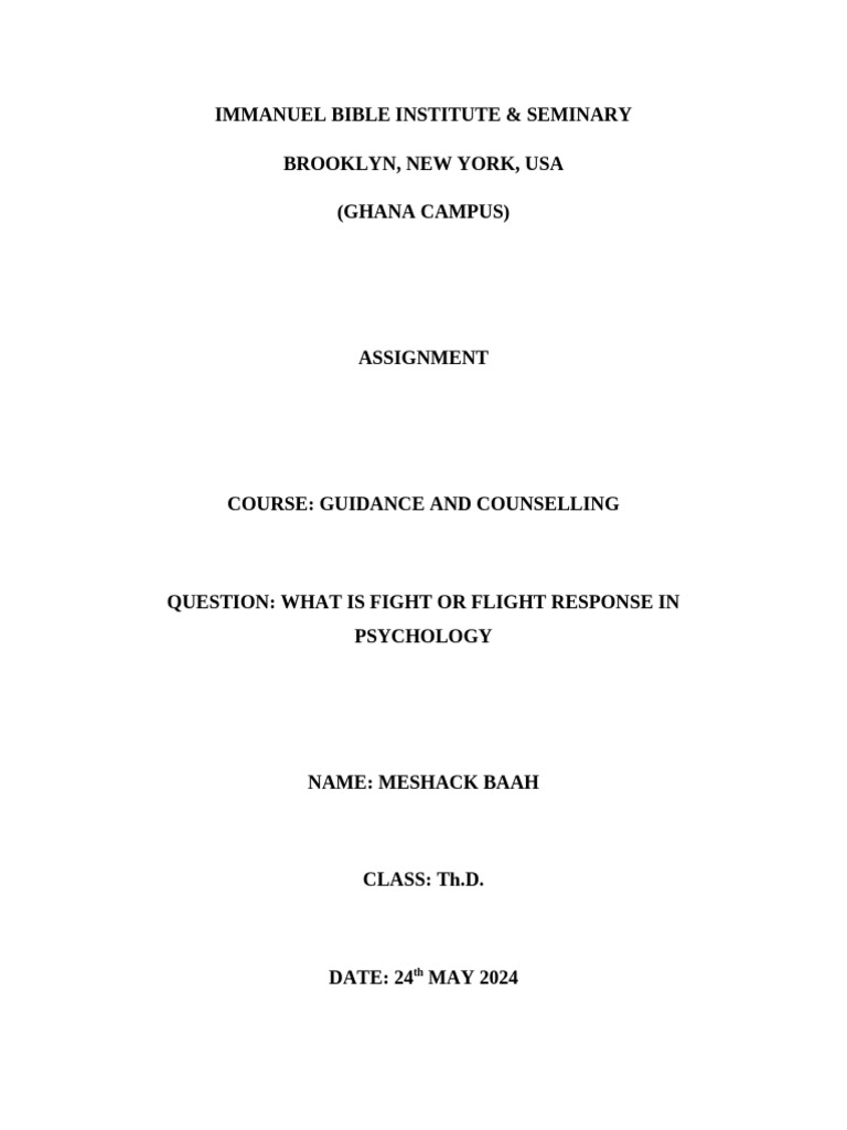 The Fight or Flight Response | PDF | Fight Or Flight Response | Stress ...