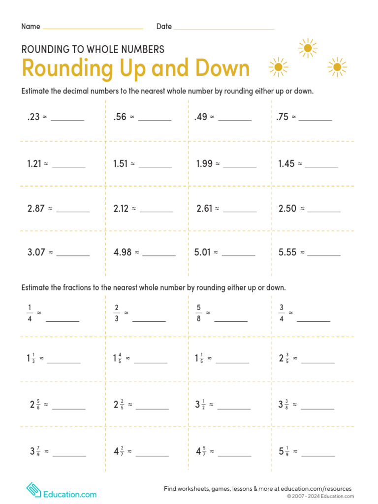 Rounding Decimals To Whole Numbers | PDF